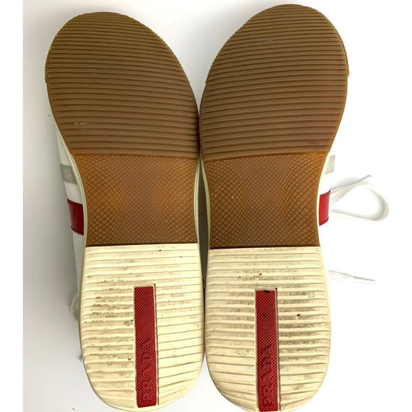 Prada | Shoes | Mens Prada America Cup White Red Grey Leather Sneakers Size 95 | Poshmark